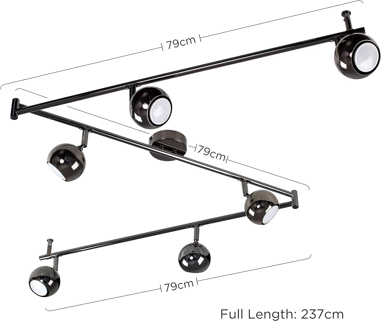 Retro 6 Way Ceiling Light Fitting Adjustable Eyeball Spotlight Heads ...