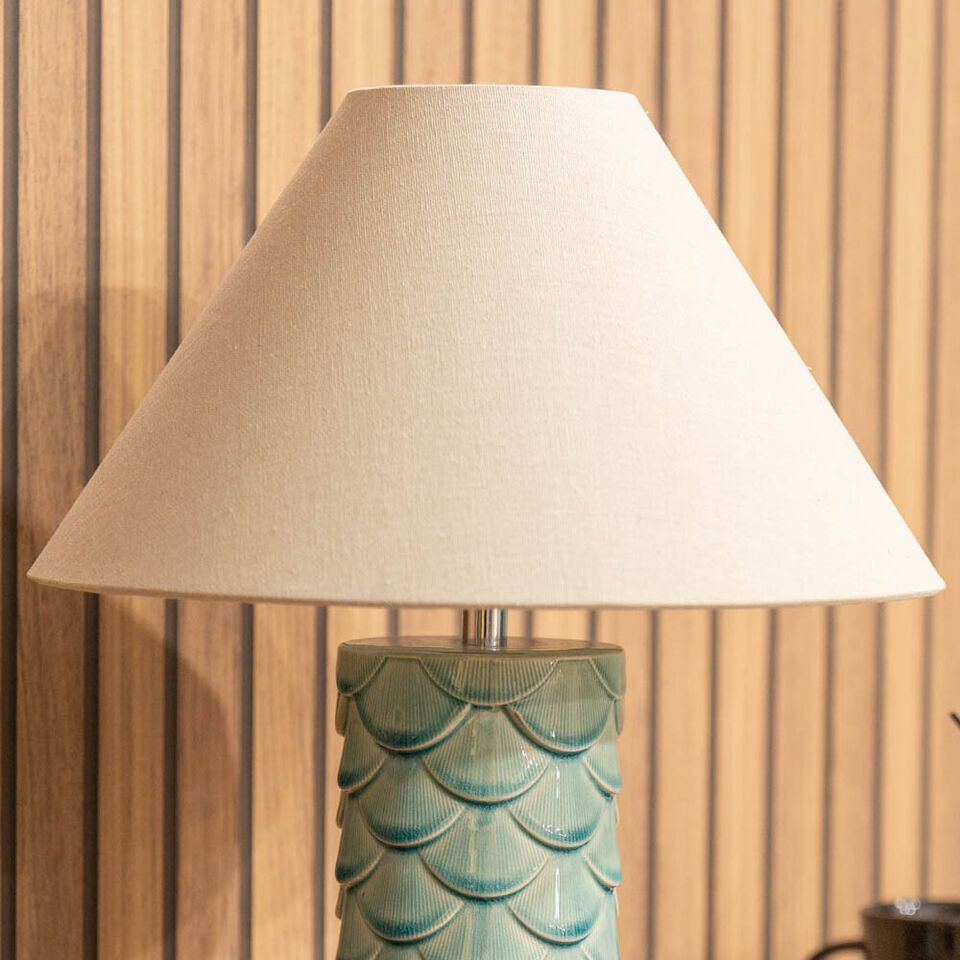 Shell Table Lamp Ceramic Mermaid Effect Scallop Base Bedroom Light ...